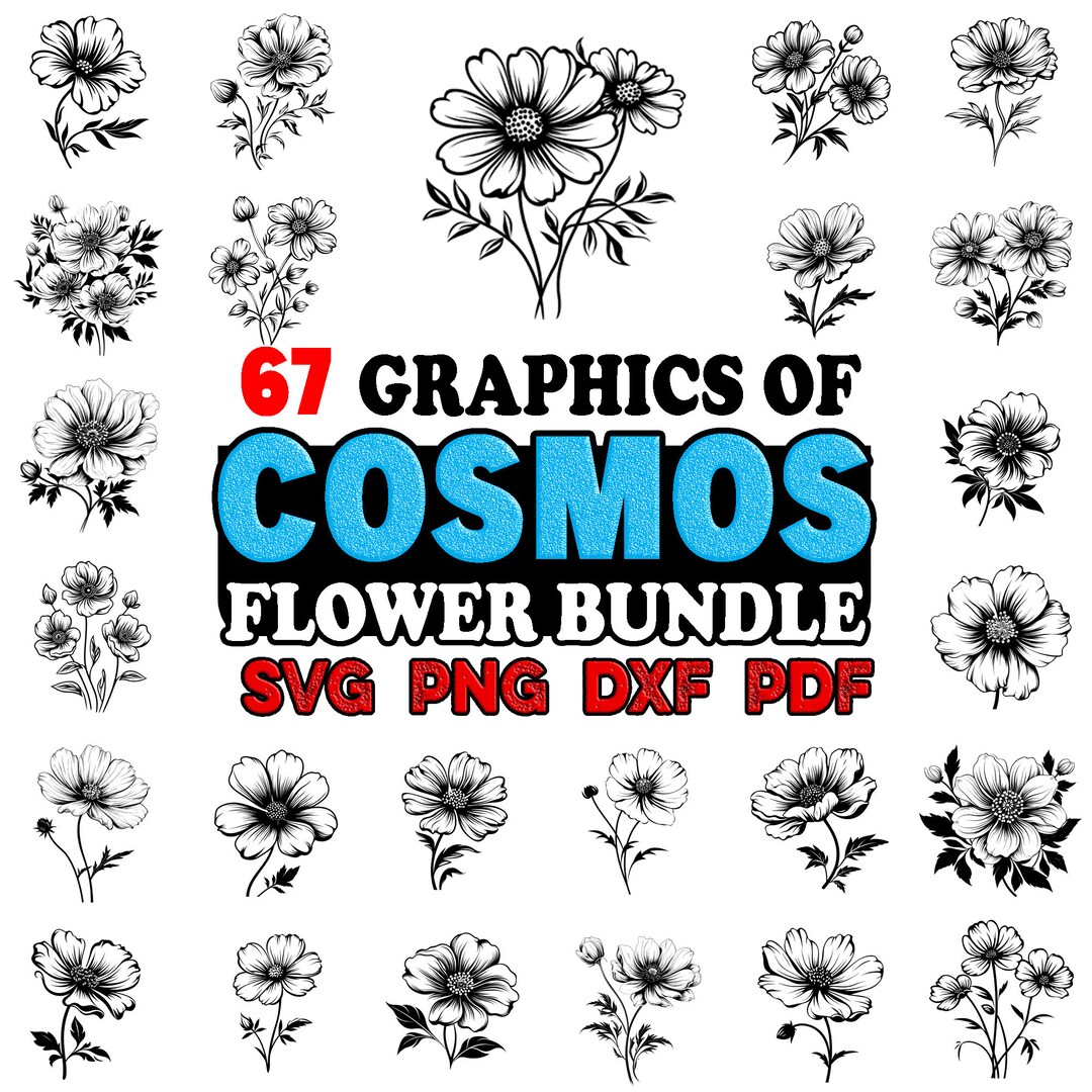 COSMOS Flower Bundle SVG, Png, Dxf, Pdf Instant Digital Downloads - Etsy