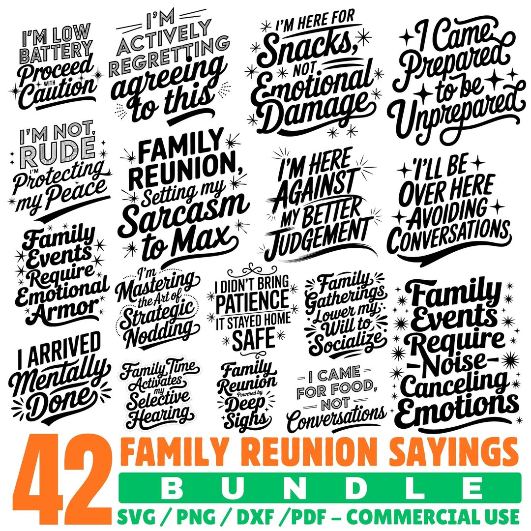 Family Reunion Sayings Svg Png Pdf & Dxf Bundle for Custom Shirts and ...