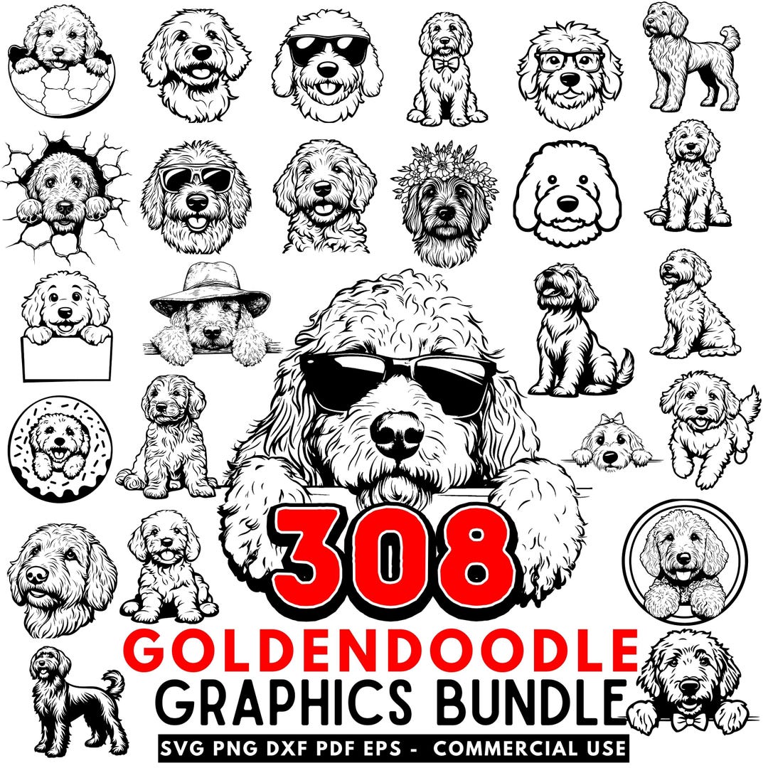 Goldendoodle Dog SVG Bundle | Goldendoodle Cut Files | Dog Silhouette ...