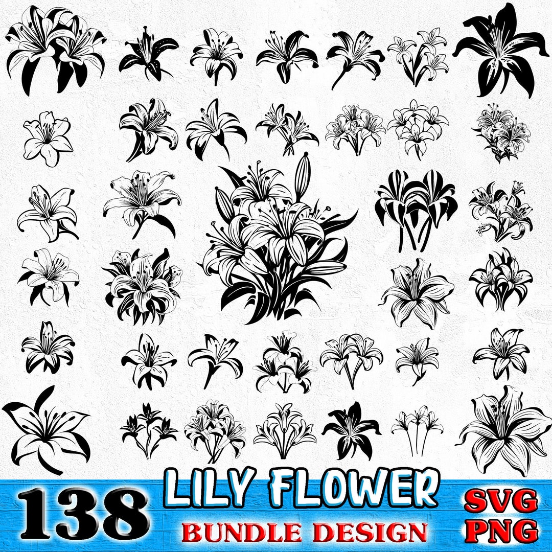 Lily Flower Bundle SVG, PNG Instant Digital Downloads - Etsy
