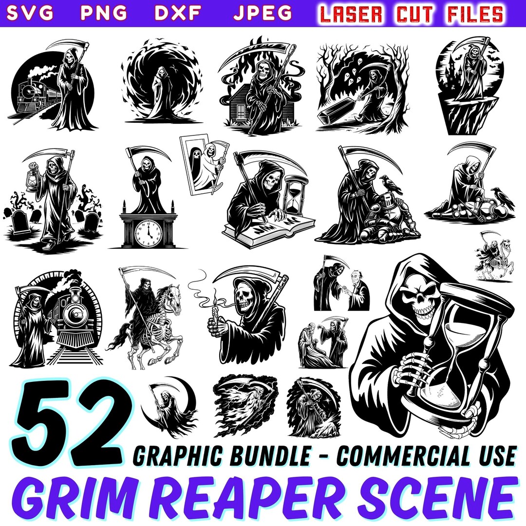 Laser Cut or Engraved Files Grim Reaper Scene Laser Cut Files ...