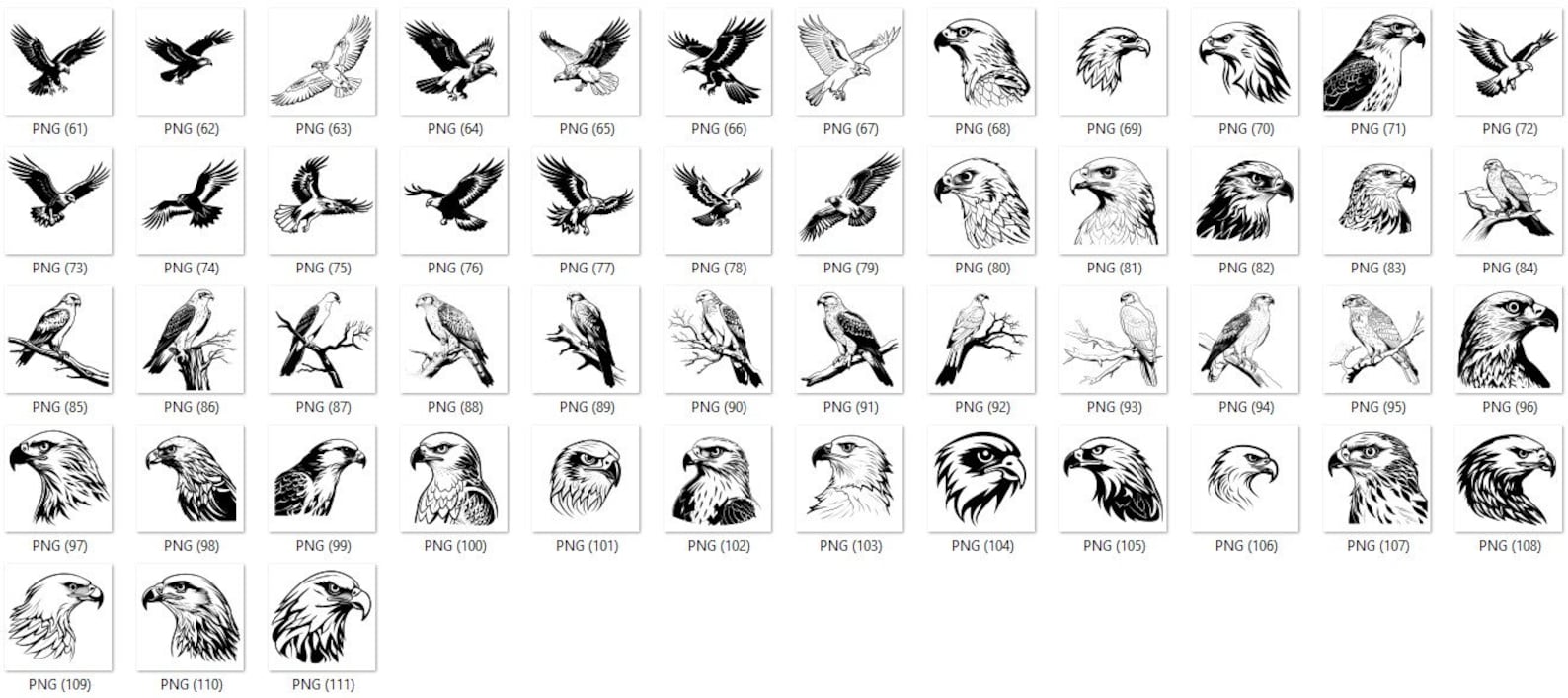Laser Engrave Hawk SVG PNG Bundle Bird Silhouette Wildlife Design for ...