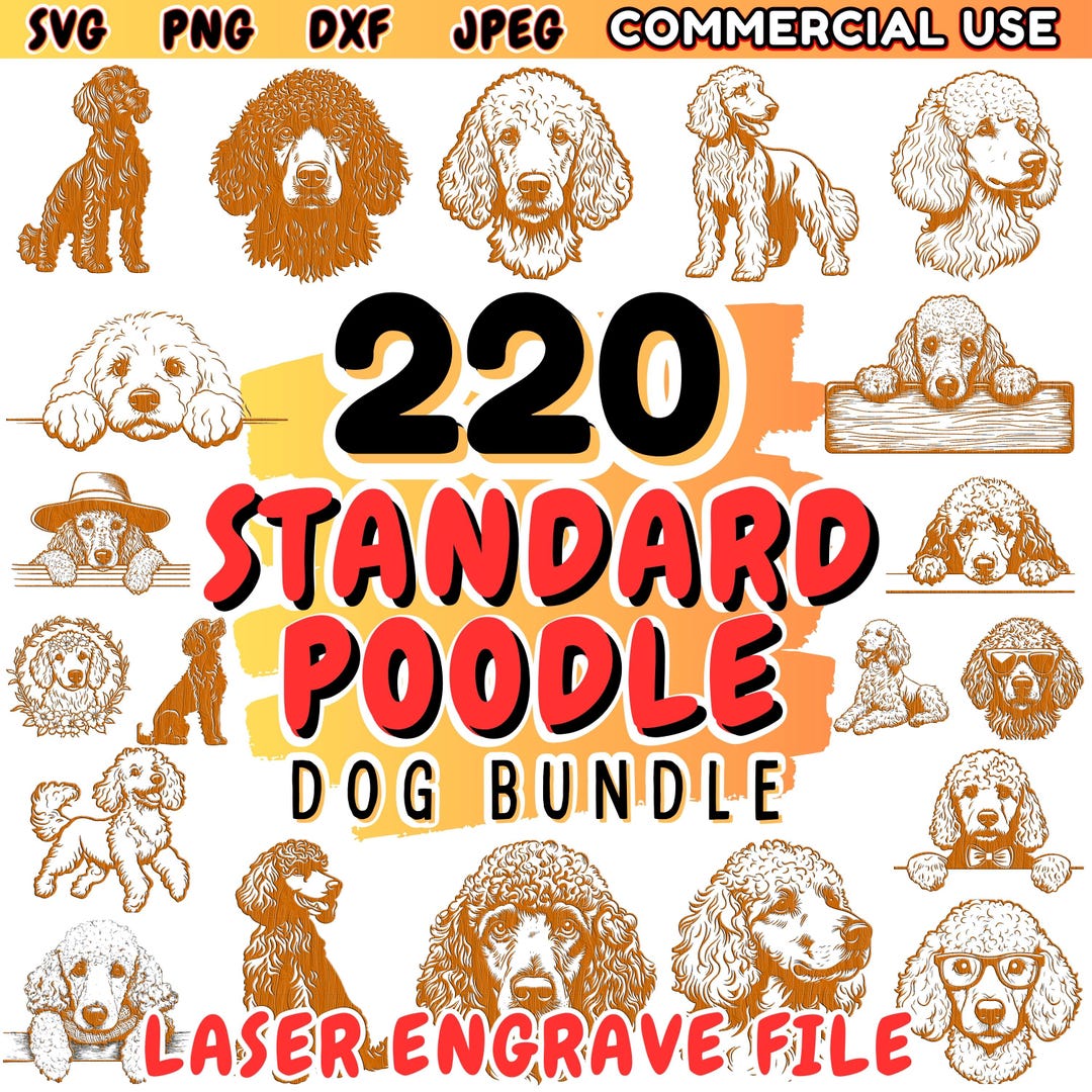 Standard Poodle Laser Cut Files | SVG DXF Bundle for Engraving ...