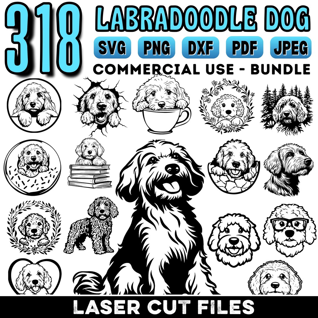 Labradoodle Dog Laser Cut | DXF Bundle | Dog Laser Engraving Files ...