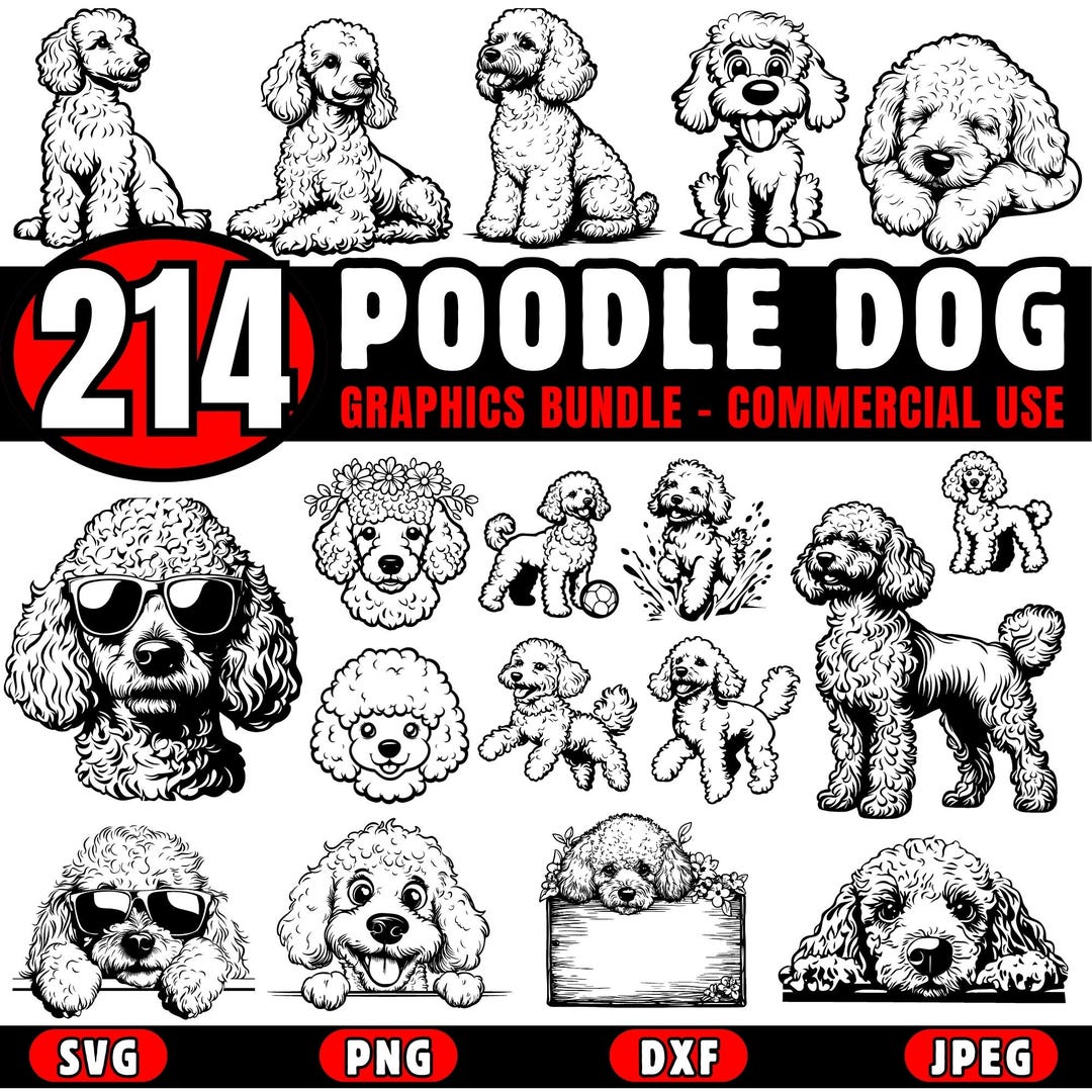 Poodle Dog Laser SVG Pack | DXF Dog Silhouette Files | Poodle Cutting ...