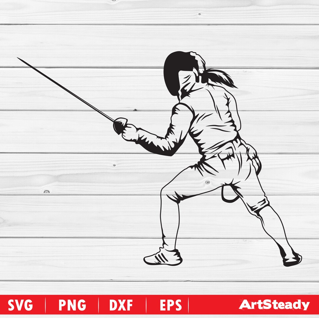 Fencing Svg Files Female Graphic Art Fencer Player Instant - Etsy
