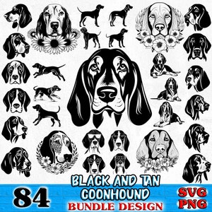 Black and Tan Coonhound Dog Pet Lover Owner Bundle SVG, PNG Instant ...