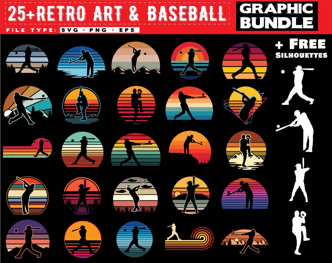 Baseball Svg or Softball Svg Files sunset Art Bundle Graphic - Etsy