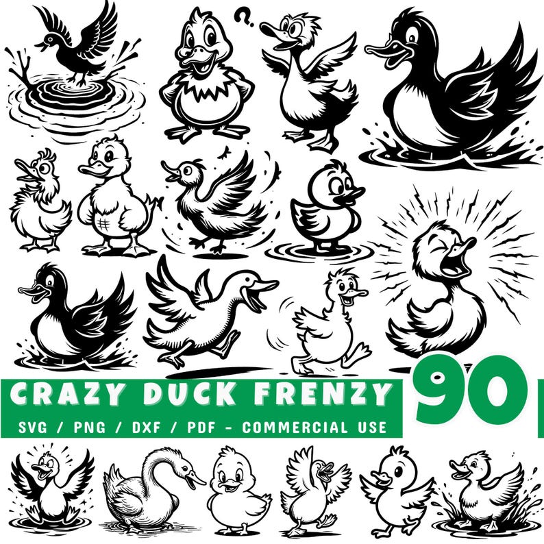 Crazy Duck Frenzy Svg Png Pdf Dxf Bundle Featuring Quirky Fun Duck ...