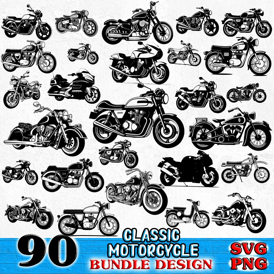 Classic Motorcycles Bundle SVG, PNG Instant Digital Downloads - Etsy