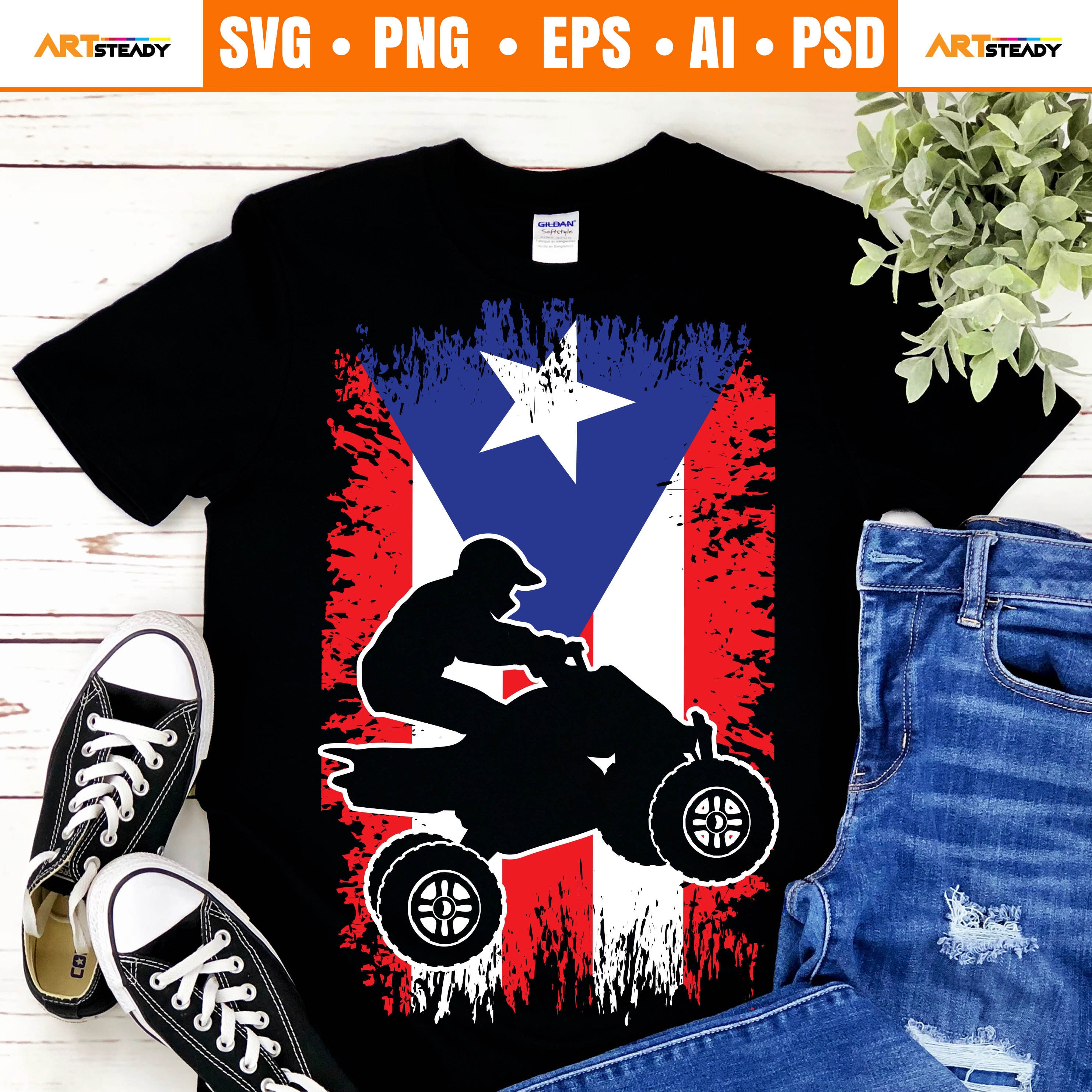 Four Wheeler Svg Quad Bike Puerto Rico Vintage Flag Atv - Etsy