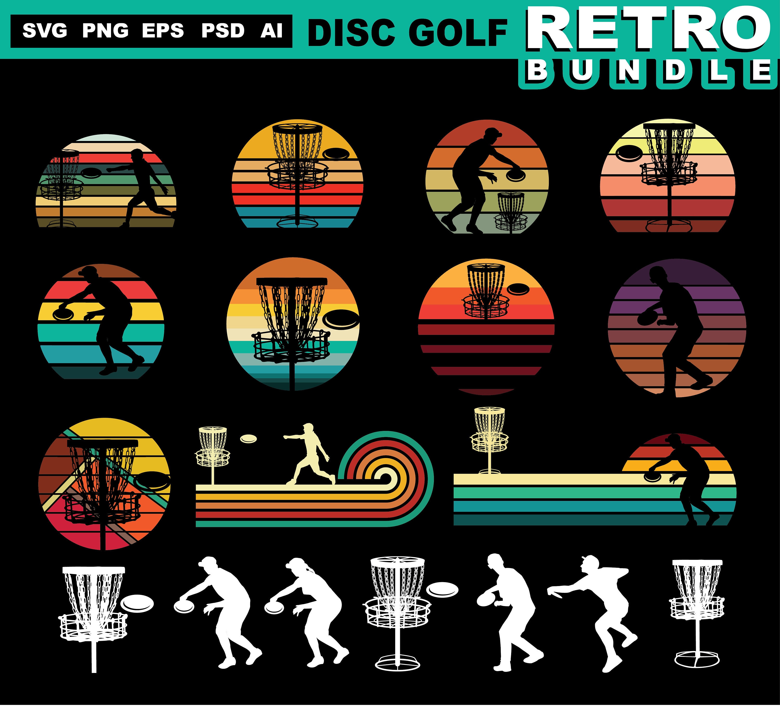 Disc Golf Svg File RETRO BUNDLE Awesome Graphics Drawing Art - Etsy