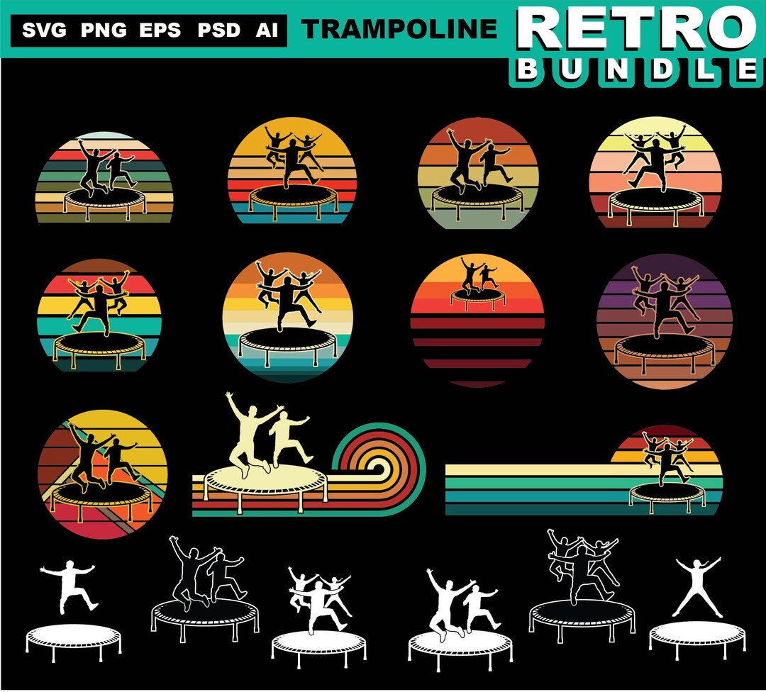 Trampoline Svg Files TRAMPOLINE Cool Graphic RETRO BUNDLE Ar ...