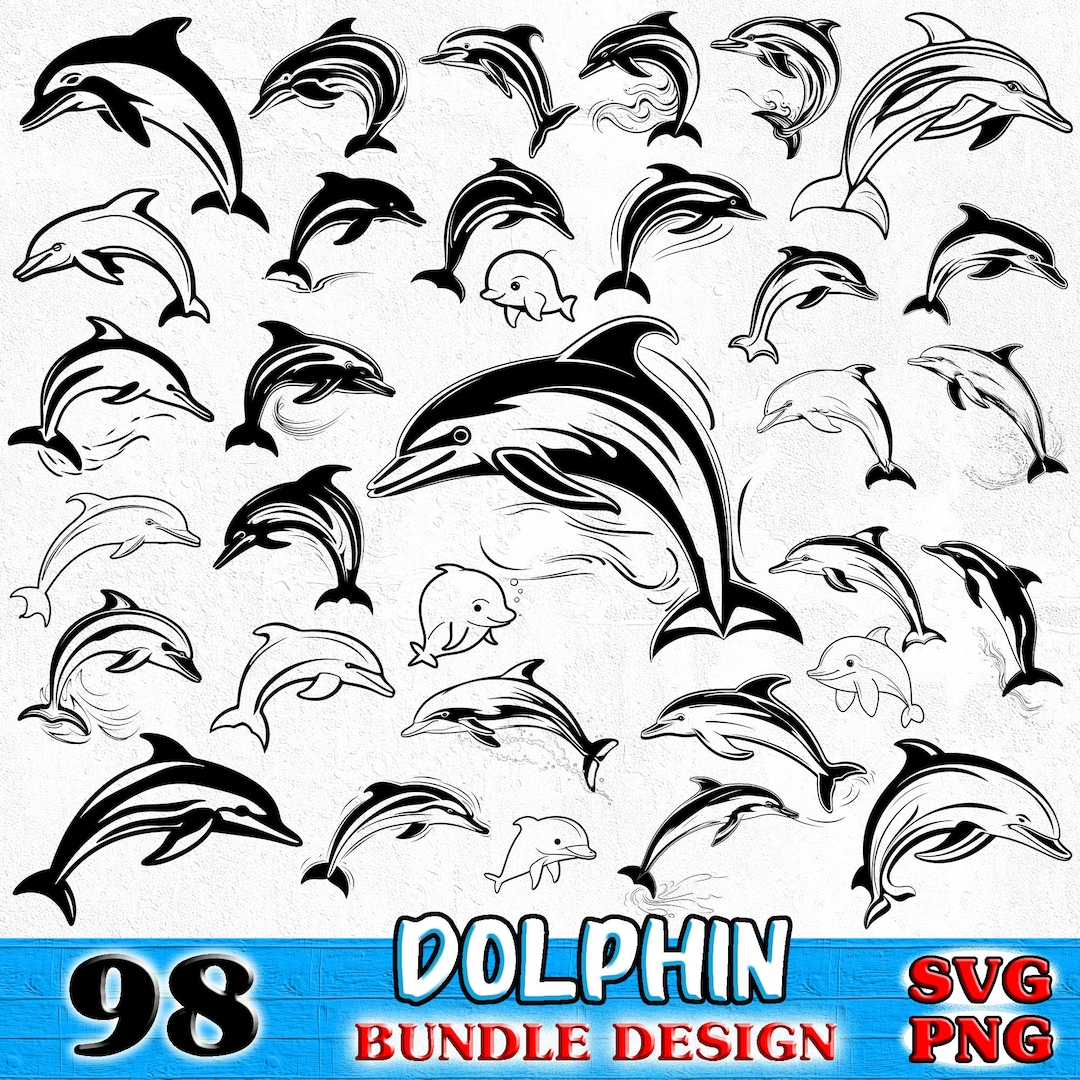 Dolphin, Bundle SVG, PNG Instant Digital Downloads - Etsy