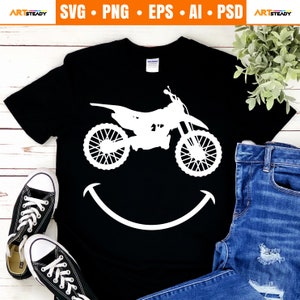 Motorcycle SVG Smiley Face, Motocross Motorbike SVG, Dirtbike Clipart ...