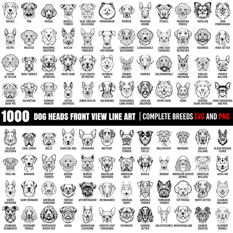 Line Art Clipart Dogs - Etsy