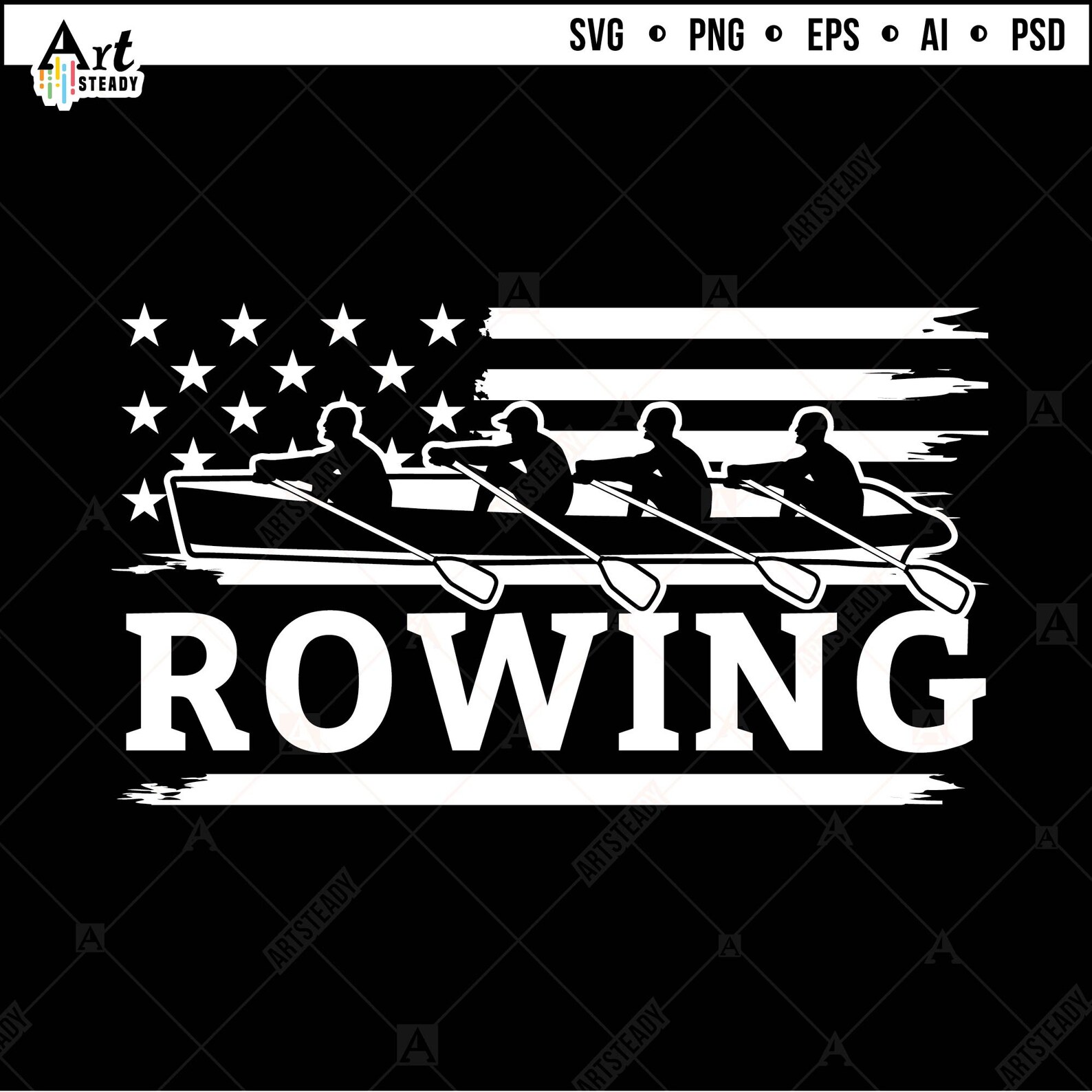 Rowing Svg Files Vintage USA Patriotic Flag Theme Rower Svg | Etsy