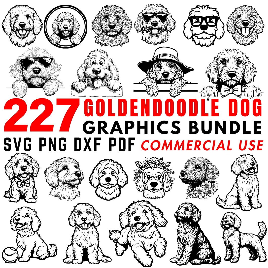Goldendoodle Dog Svg Dxf Png Jpeg Bundle Instant Digital Downloads for ...