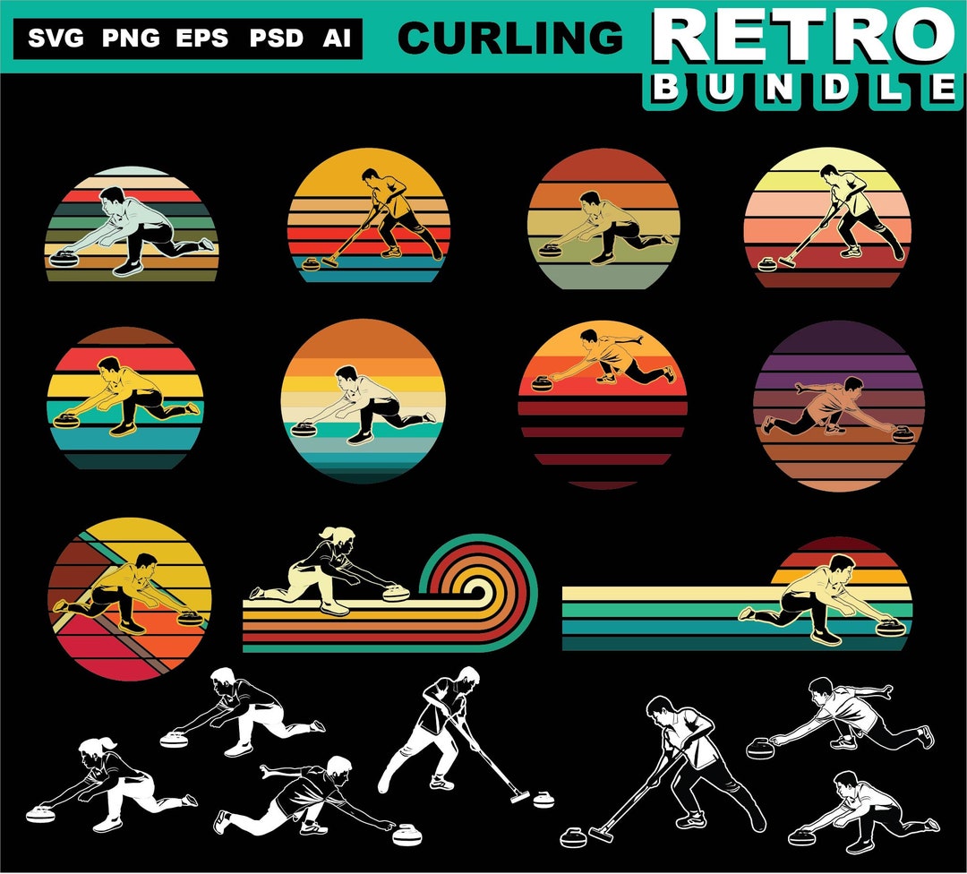 Curling Svg Files CURLING RETRO BUNDLE Curling Winter Sports - Etsy