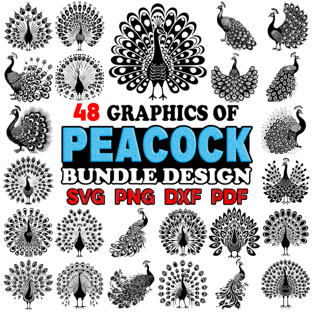 Peacock Bundle SVG, Png, Dxf, Pdf - Instant Digital Downloads - Etsy