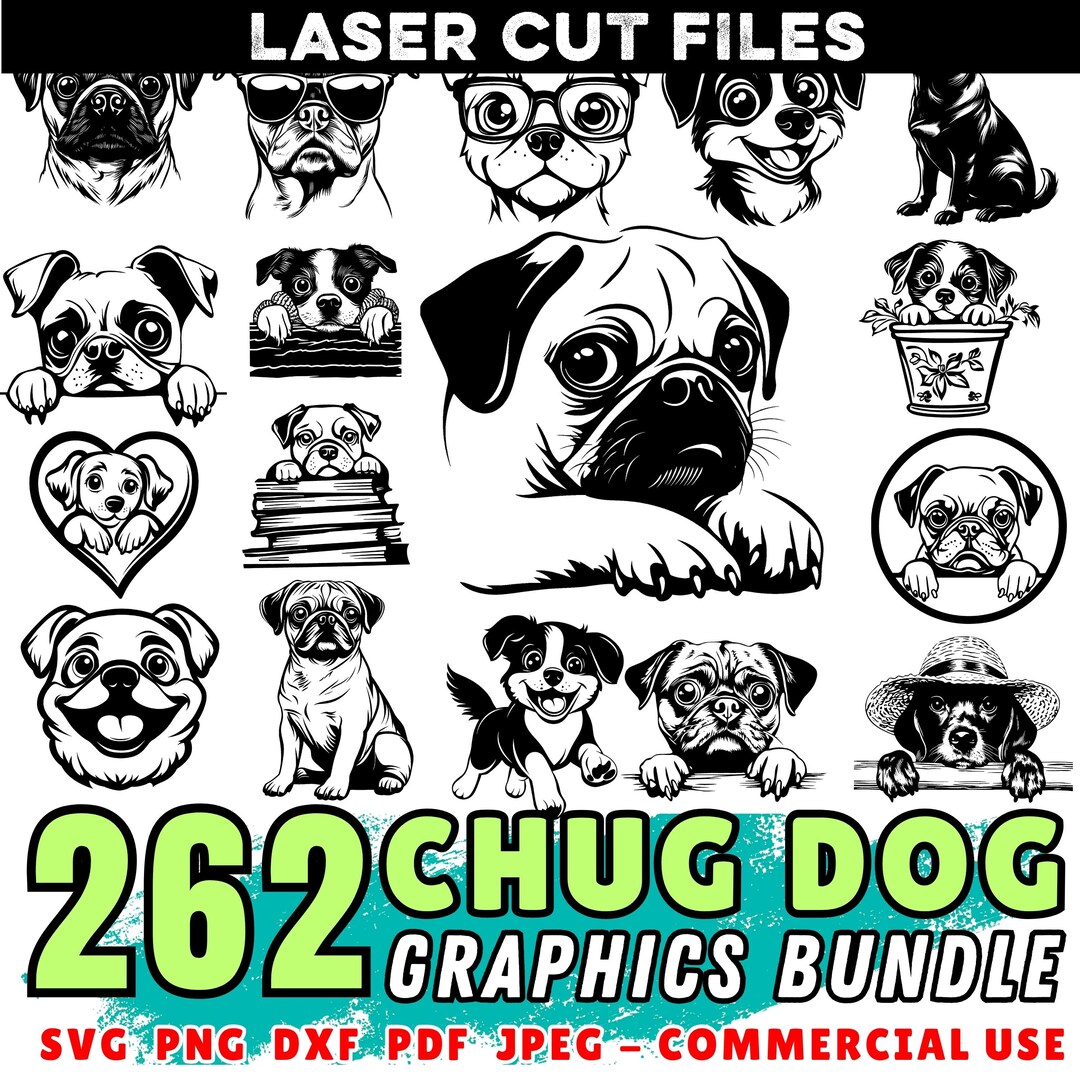 Chug Dog Laser Cut Files | SVG & DXF Bundle | Chihuahua Pug Mix ...