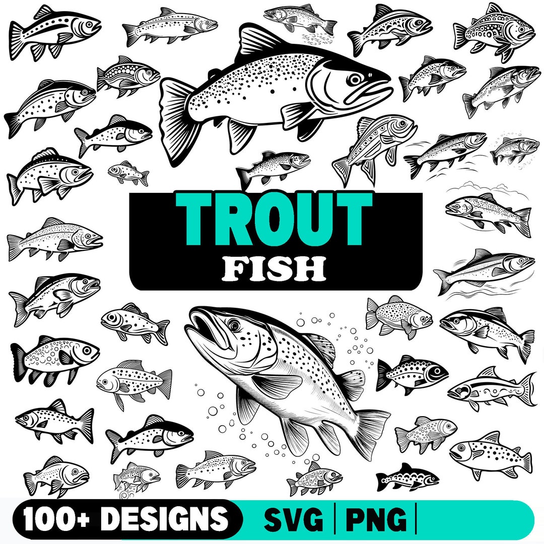 Trout Fish, Bundle SVG, PNG Instant Digital Downloads - Etsy