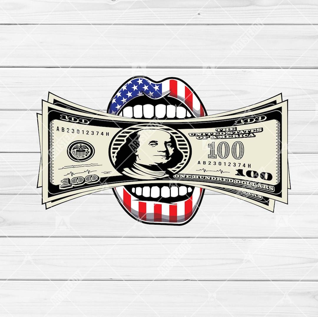 Dollar Money Bill Sublimation PNG Cool Biting Lips Bite Theme Mixed ...