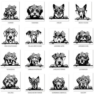 Peeking Dogs Bundle SVG, PNG - Complete Dog Breeds Wearing Geek Nerd ...