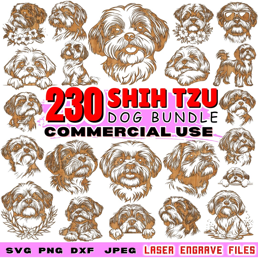 Shih Tzu Dog Laser Engraving Files | Shih Tzu DXF for Engraving | Shih ...
