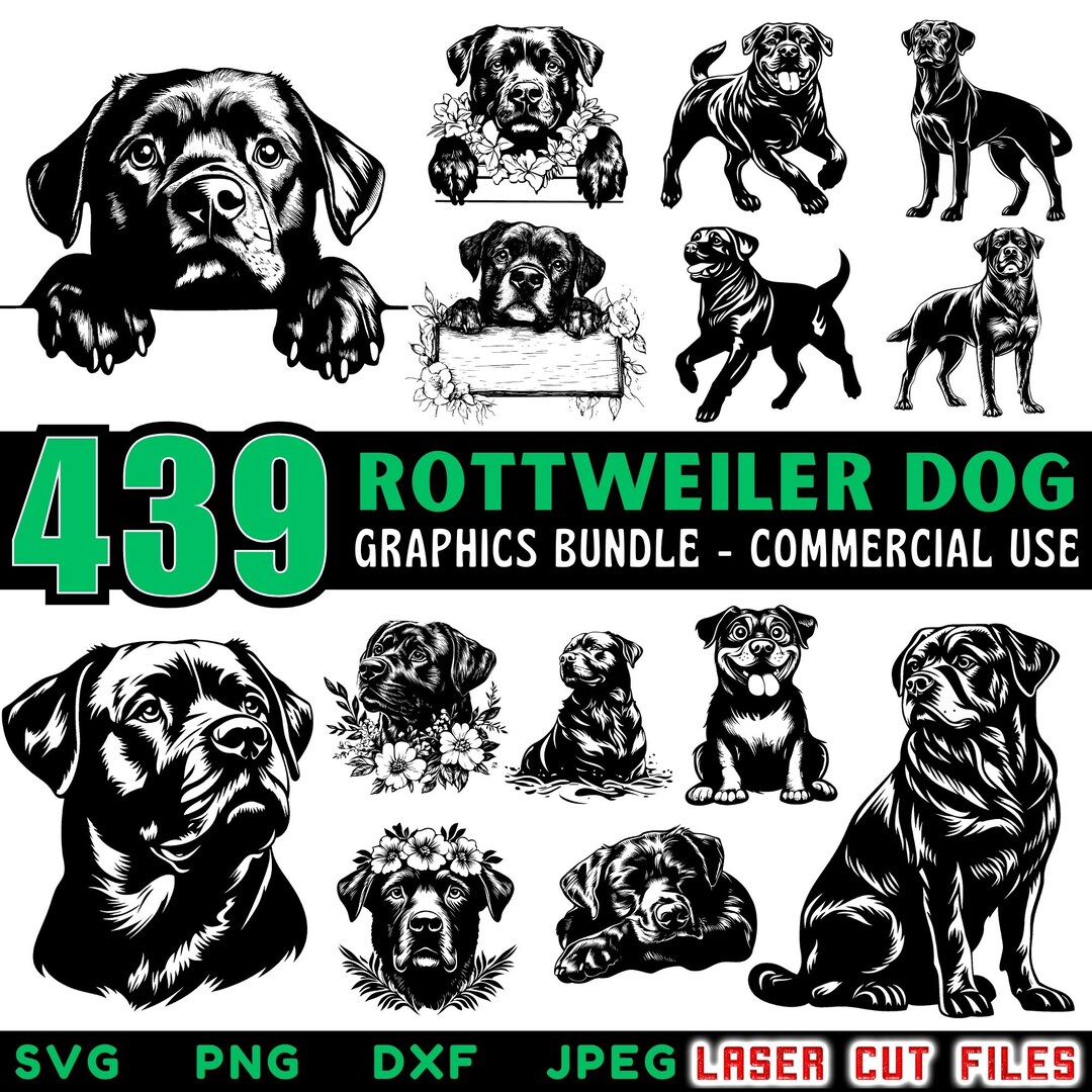 Rottweiler Dog Laser Cut Files | Rottweiler DXF Bundle | Rottweiler ...