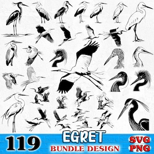 Egret, Bundle SVG, PNG Instant Digital Downloads - Etsy