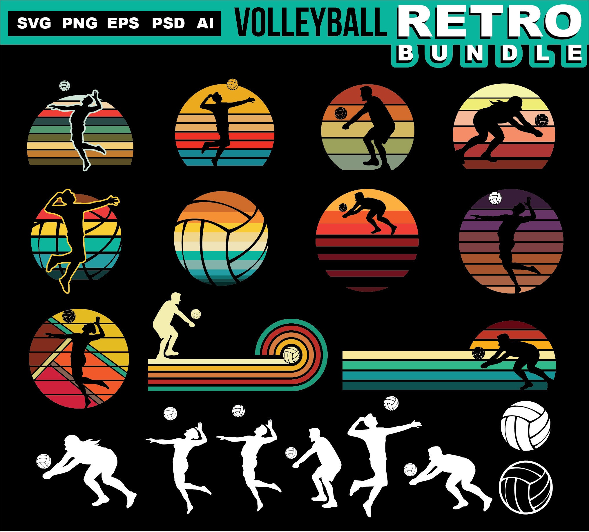 Voleibol svg archivos arte deportes de voleibol svg gráficos - Etsy España