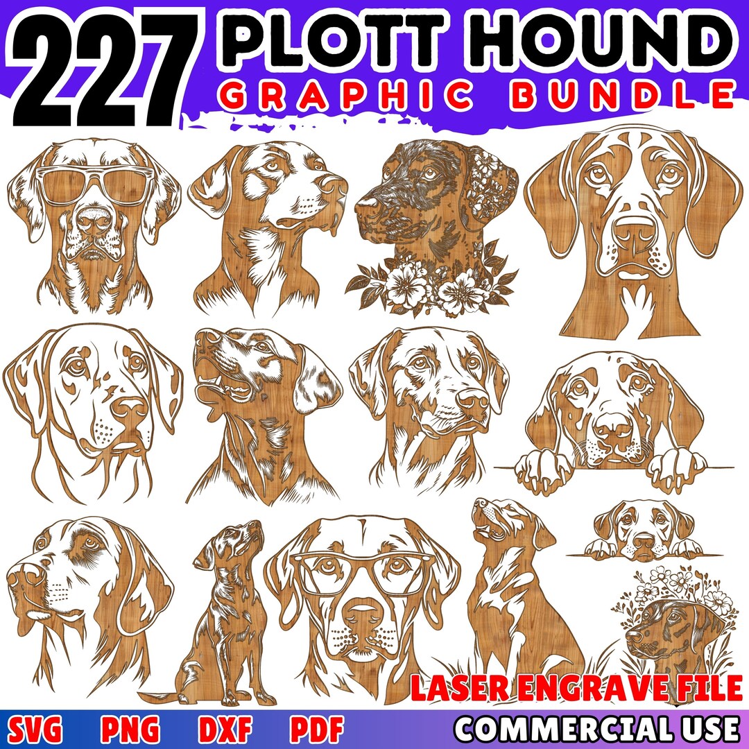 Plott Hound Dog Engraving Files | DXF Silhouette Pack | Plott Hound SVG ...