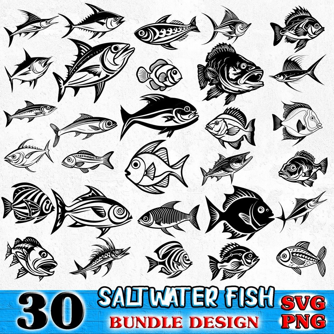 Saltwater Fish Bundle SVG PNG Instant Digital Downloads - Etsy