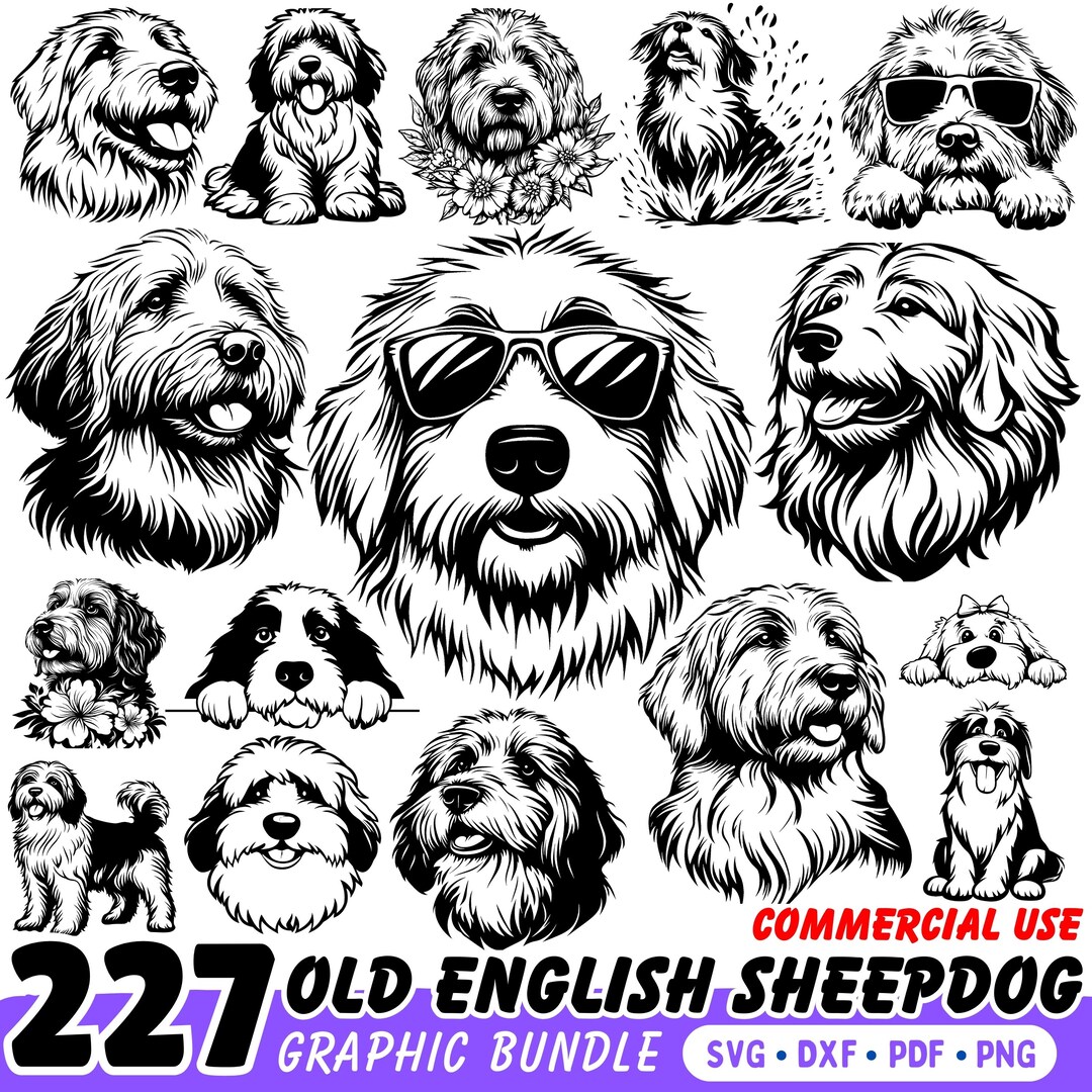 Old English Sheepdog SVG Bundle | DXF Files for Cricut | Dog Lover ...