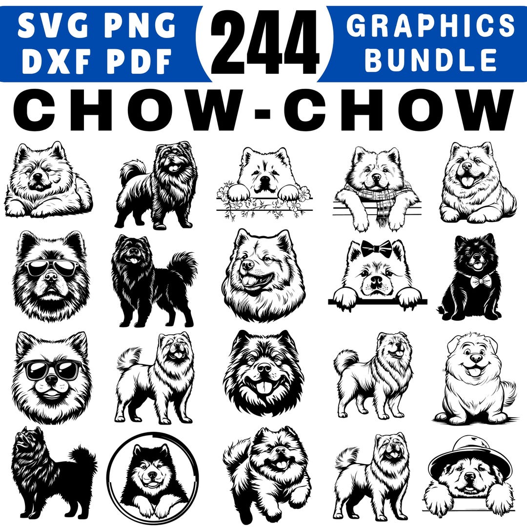 Chow Chow Dog Svg Dxf Png Jpeg Bundle Instant Digital Downloads ...