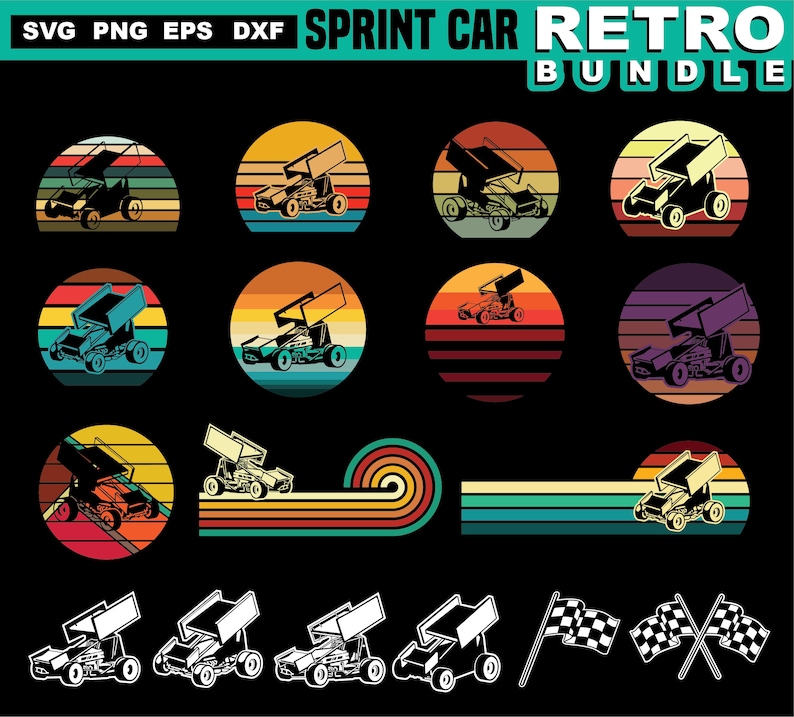 Sprint Car Svg Files Sprint Car RETRO BUNDLE Racing Cars Svg - Etsy