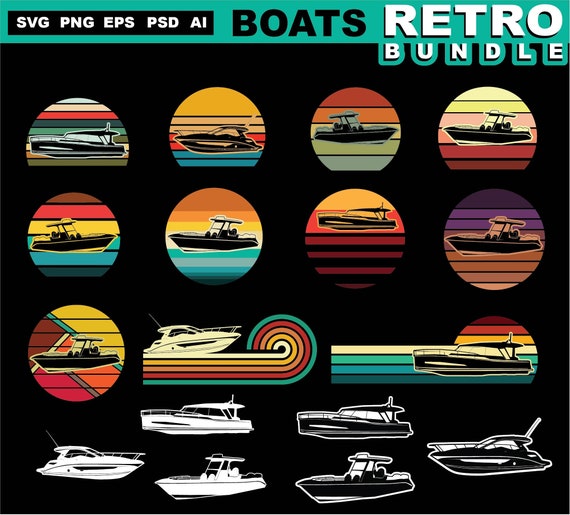 Boat Svg Files BOATING Cool Graphic Retro Bundle Art Summer - Etsy