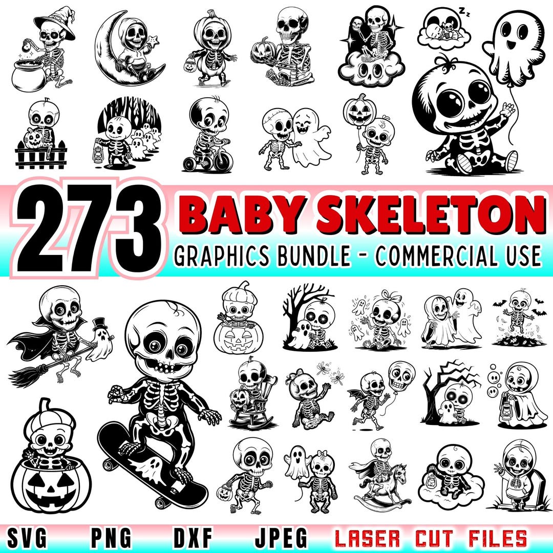 Baby Skeleton Laser Cut Files | Halloween Baby Skeleton DXF | Maternity Skeleton Design ...