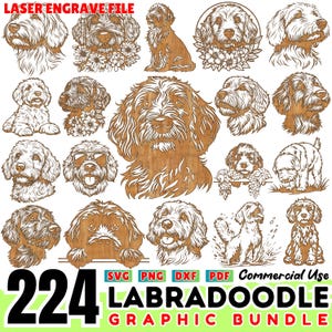 Labradoodle Laser Engraving Files | Dog Silhouette Digital Art | Pet ...