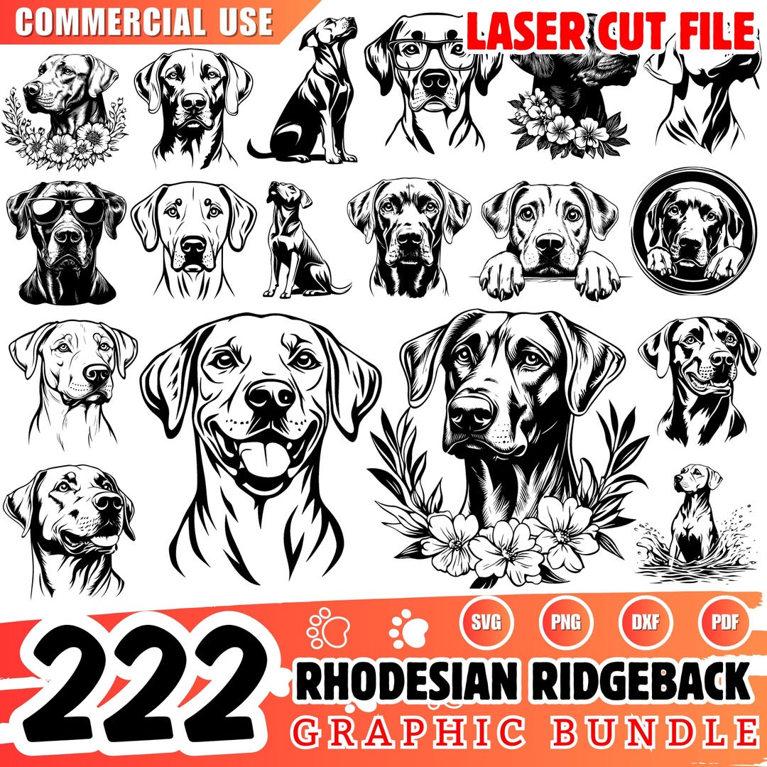 Rhodesian Ridgeback Laser Cut Files | Dog DXF Designs | Pet Silhouette ...