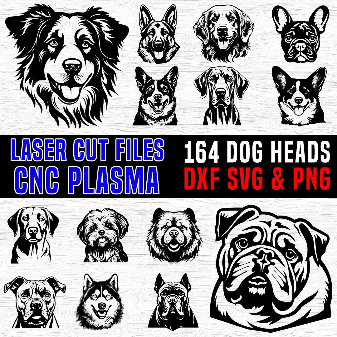 CNC Plasma Files Cute Complete DOGS Breed Face Bundle Cut Files Png Svg ...