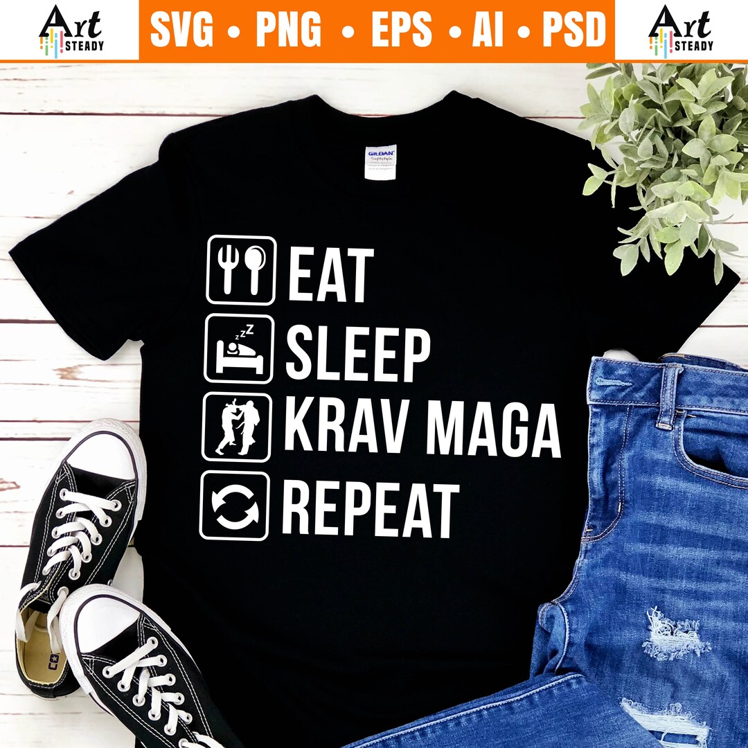 Krav maga svg or israeli MMA svg files eat sleep repeat - Etsy Portugal
