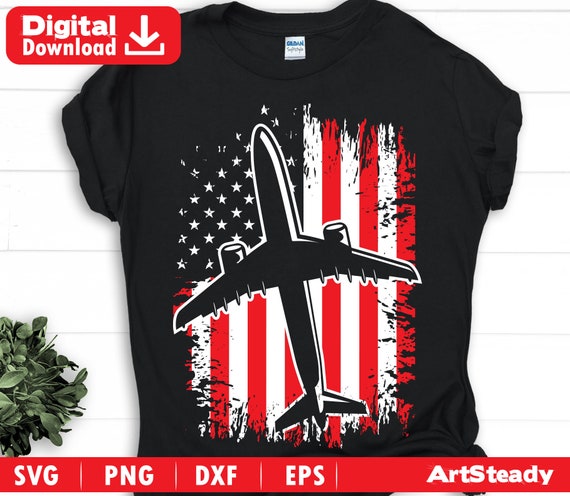 Airplane Pilot Svg Files Vintage America Flag Art Aeroplane | Etsy