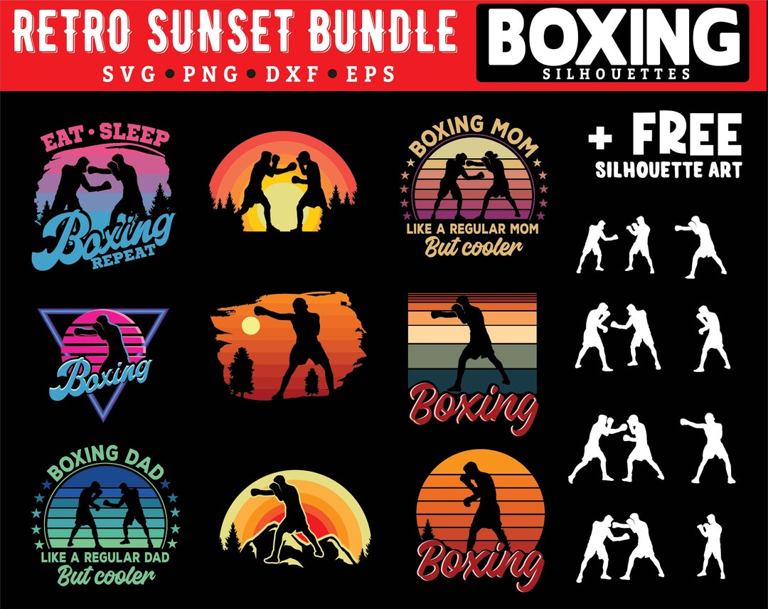 Boxing Svg Files Retro Art Graphic Theme Bundle Digital - Etsy