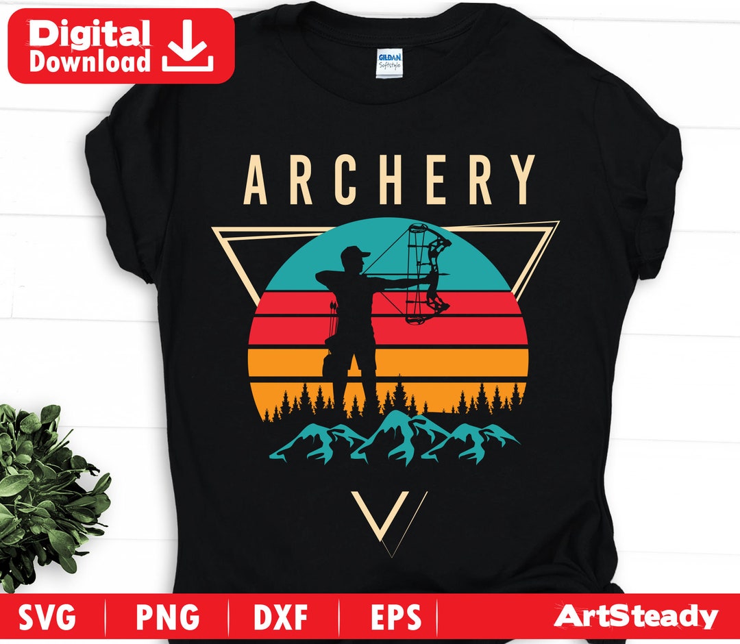 Archery Svg Files Retro Theme Sunset Style With Nature Archer Svg or ...