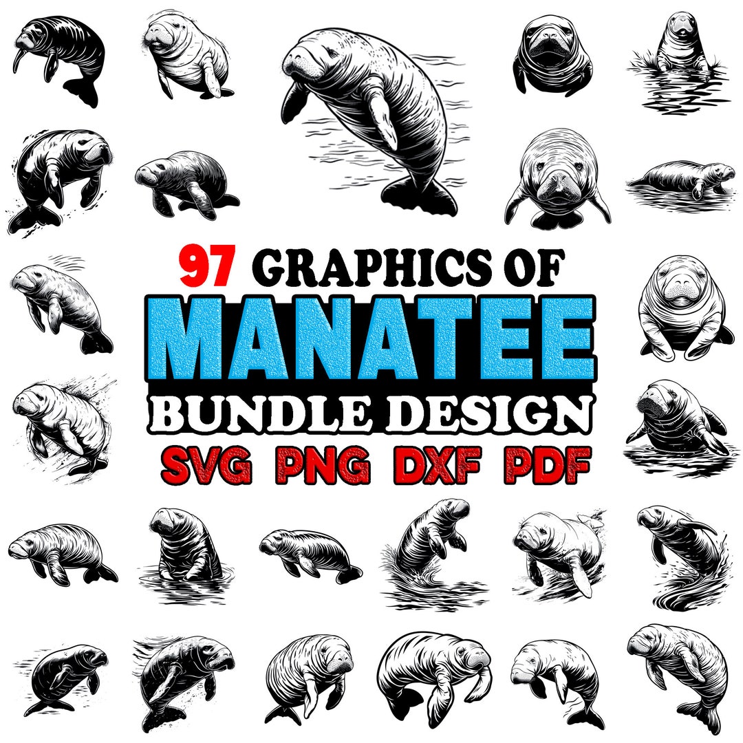 Manatee Bundle SVG, Png, Dxf, Pdf - Instant Digital Downloads - Etsy