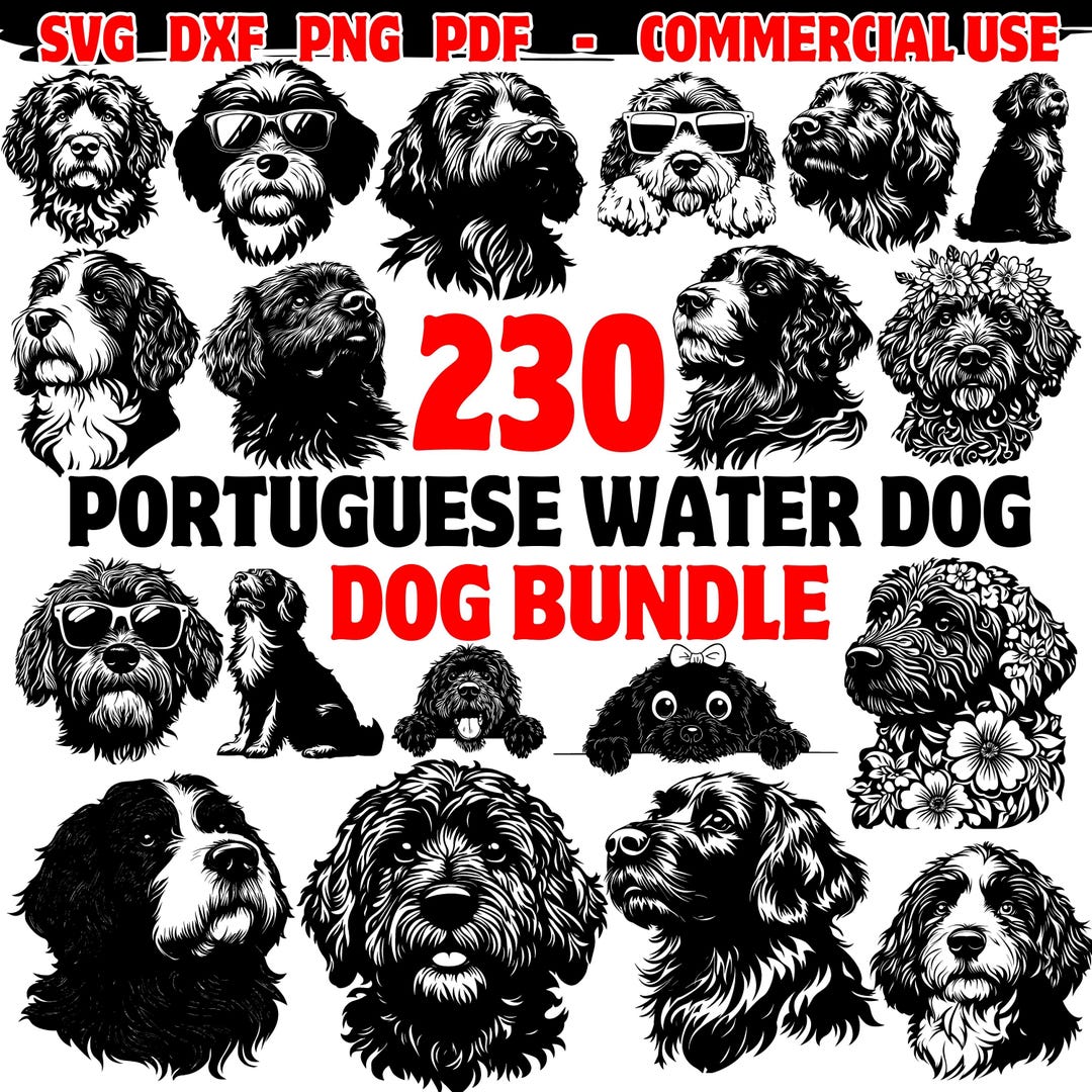 Portuguese Water Dog SVG Bundle | DXF Cutting Files | Water Dog ...
