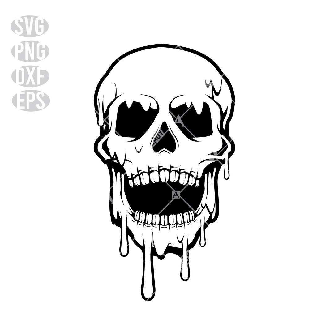 Cool Biting Dripping Skull Graphic Art SVG for Cut Files and PNG for ...