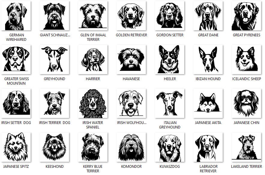 CNC Plasma Files Cute Complete DOGS Breed Face Bundle Cut Files Png Svg ...